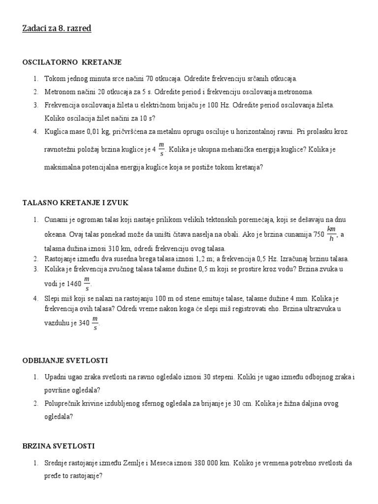 Zadaci 8 Razred1 | PDF