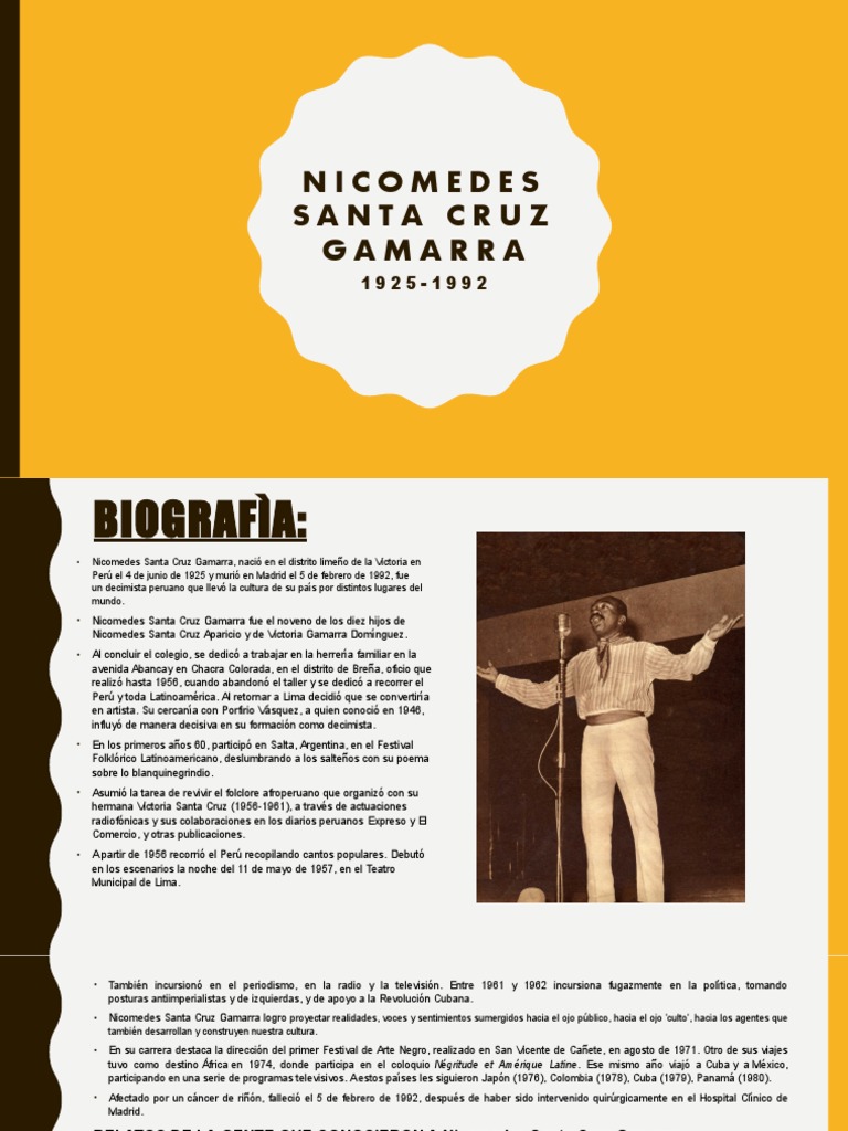 Biografía de Nicomedes Santa Cruz | PDF | Perú