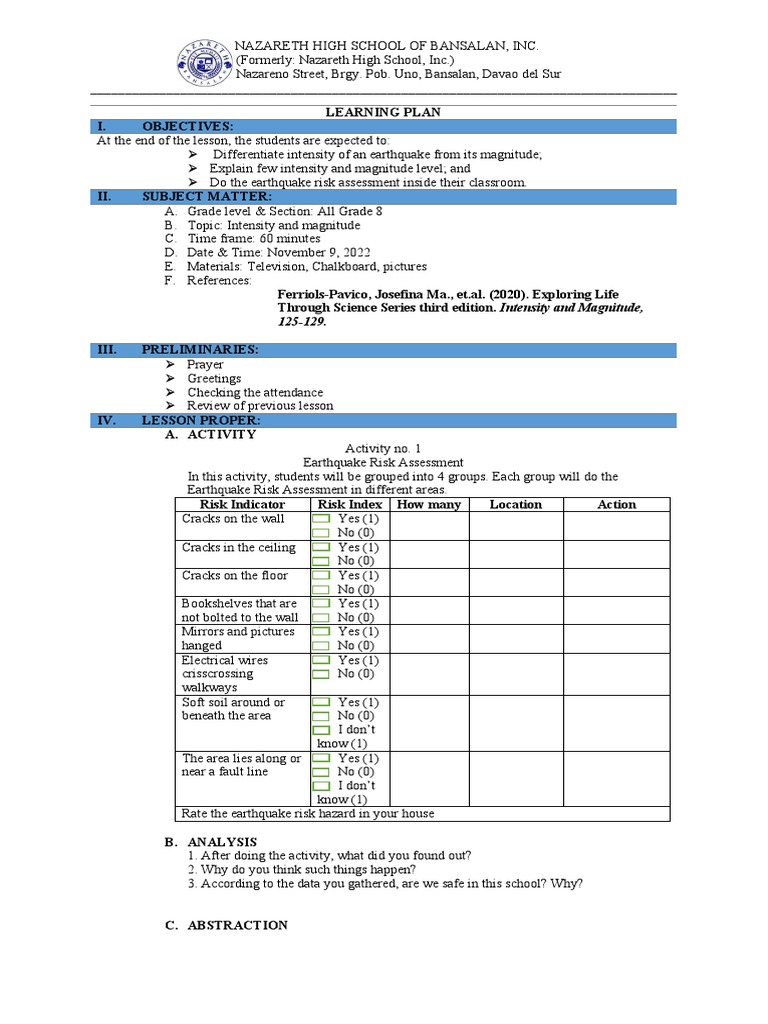LEARNING PLAN Intensity and Magnitude | PDF | Moment Magnitude Scale ...