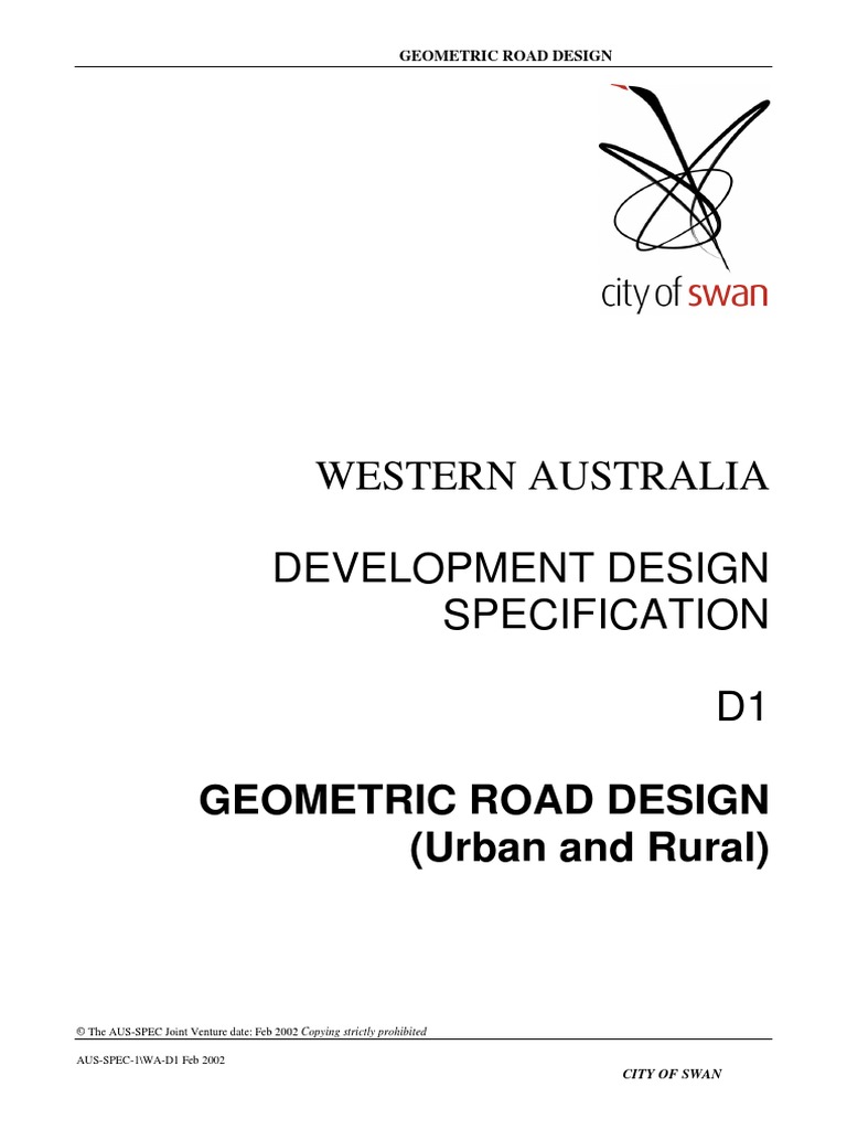 Design Specification D1 - Geometric Road Design Urban and Rural | PDF ...