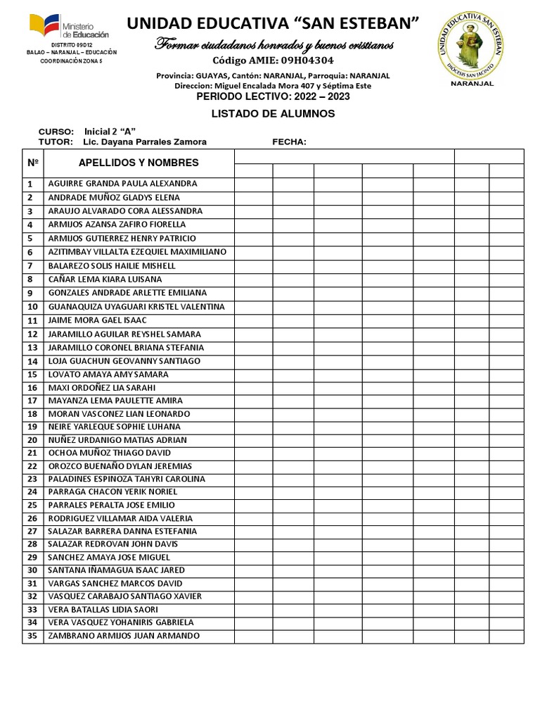 Listado de Alumnos PDF | PDF