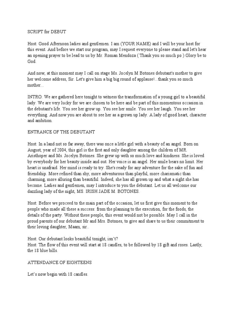 SCRIPT FOR DEBUT | PDF