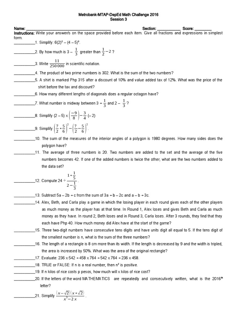 MMC 2016 | PDF | Numbers | Number Theory