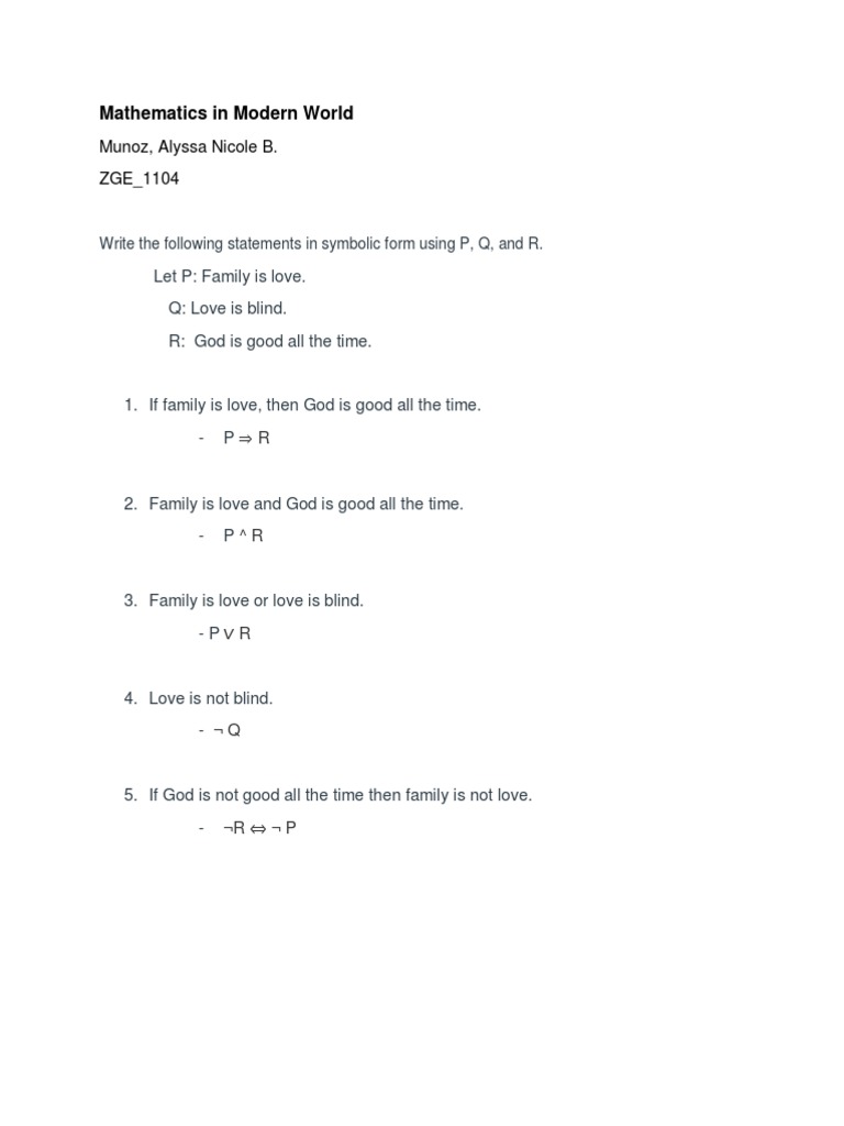 MMW Activity 3 Symbolic Logic | PDF | Language Arts & Discipline