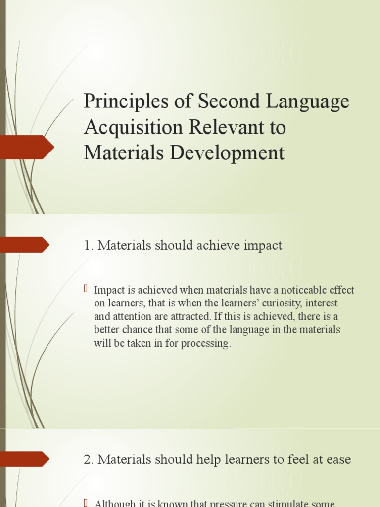 ENG15 - L2 - Principles of Second Language Acquisition Relevant To Materials | PDF | Learning ...