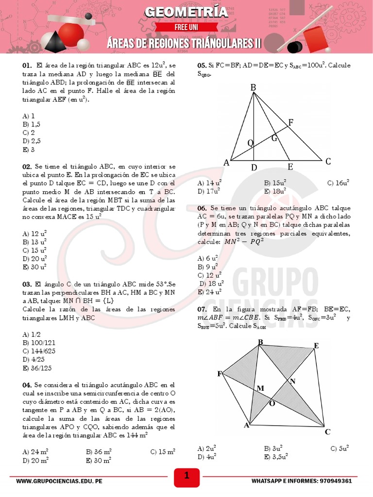 Áreas de Regiones Triángulares II | PDF | Triángulo | Geometría del plano euclidiano