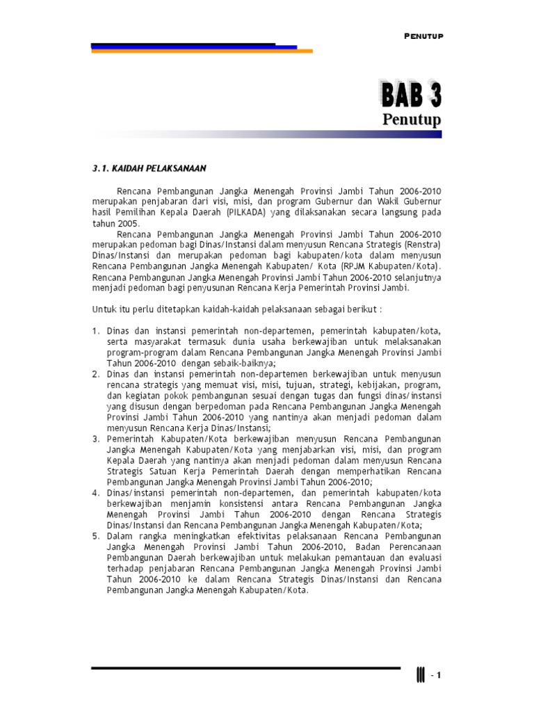 RPJM - Bab III - Penutup | PDF