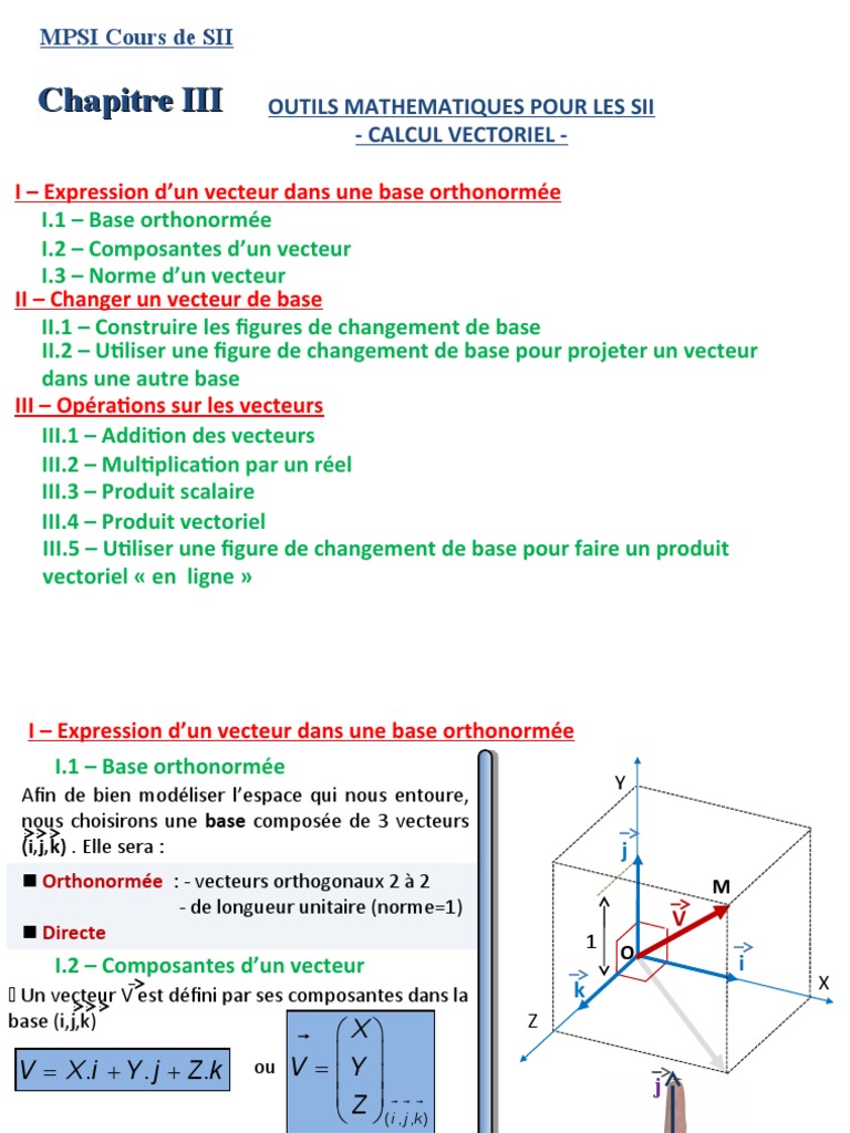 Calcul vectoriel et changement de base | PDF | Base (algèbre linéaire ...