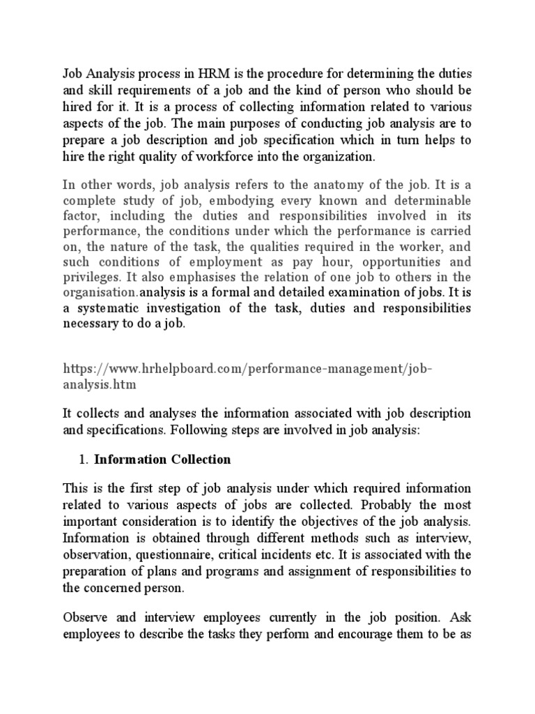 Job Analysis | Download Free PDF | Cognitive Science | Business