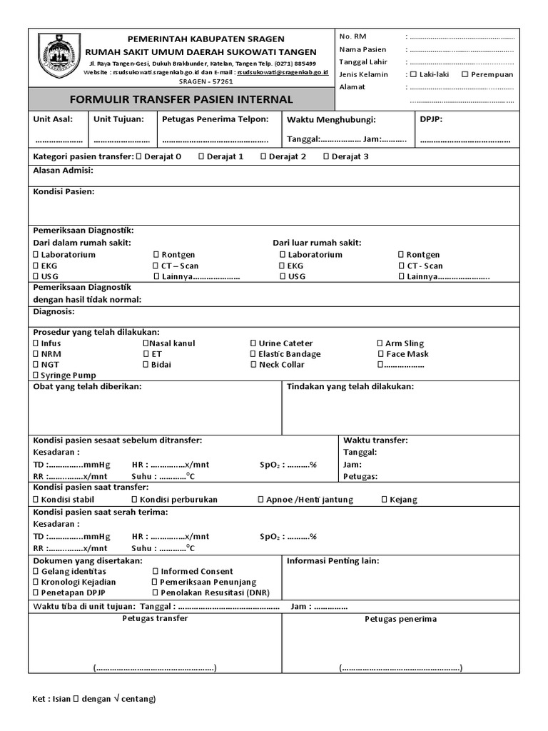 40 Form Transfer Pasien Internal | PDF