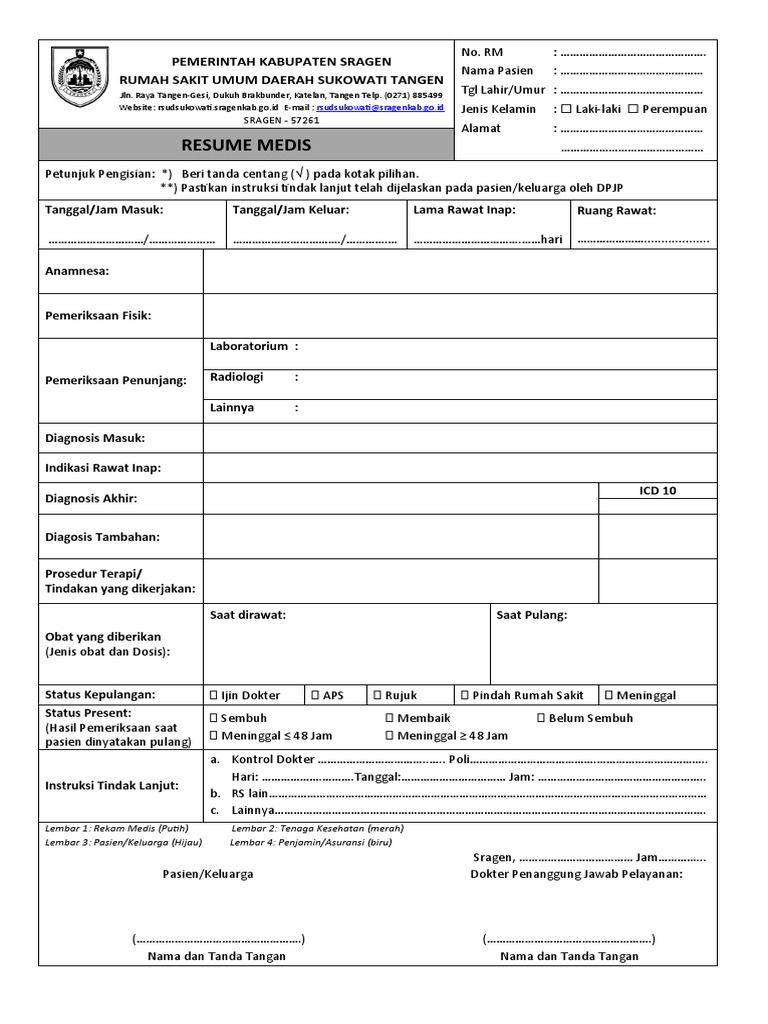 Form Resume Medis | PDF