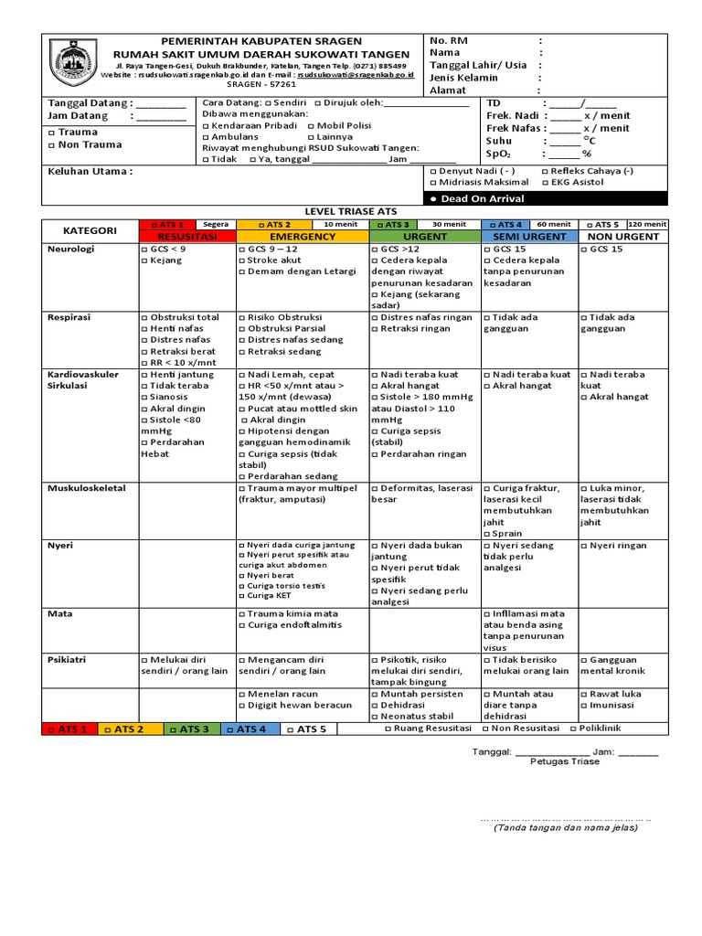 Form Skrining Triase | PDF