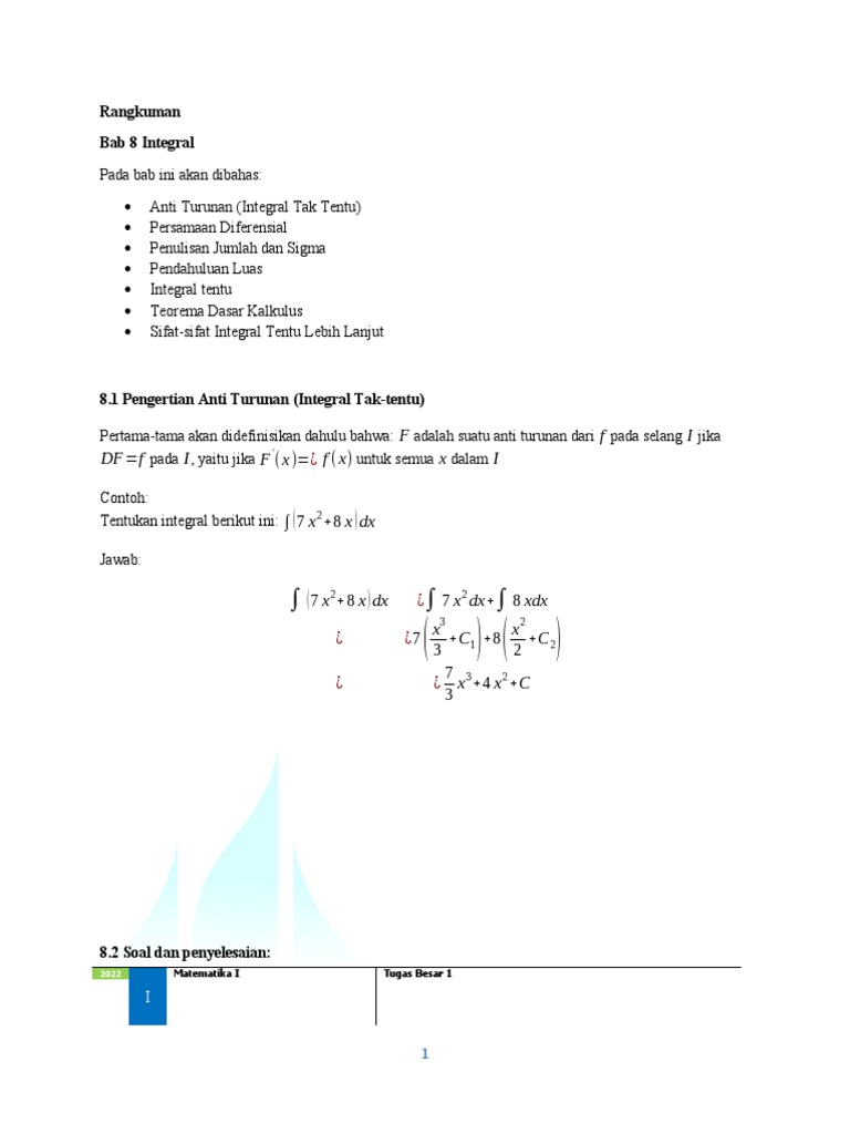 Bab 8 Integral | PDF