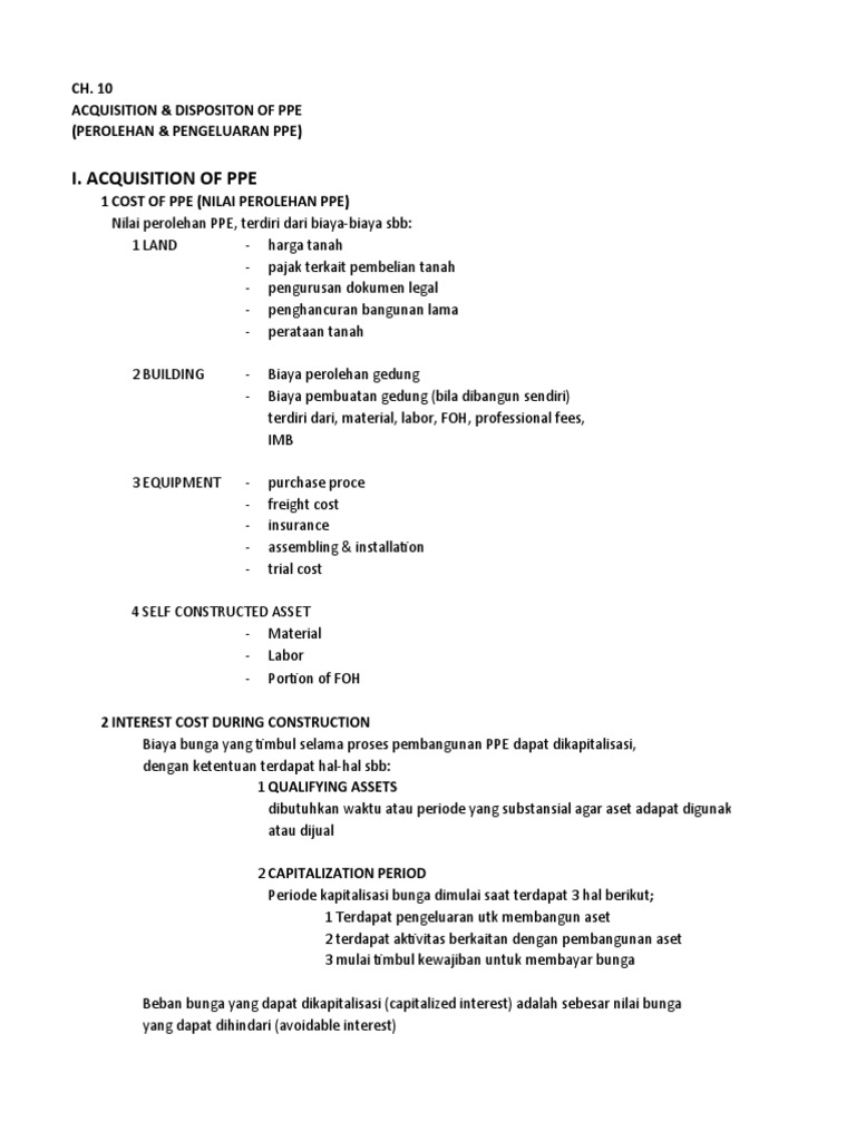 Acquisition of Ppe | PDF