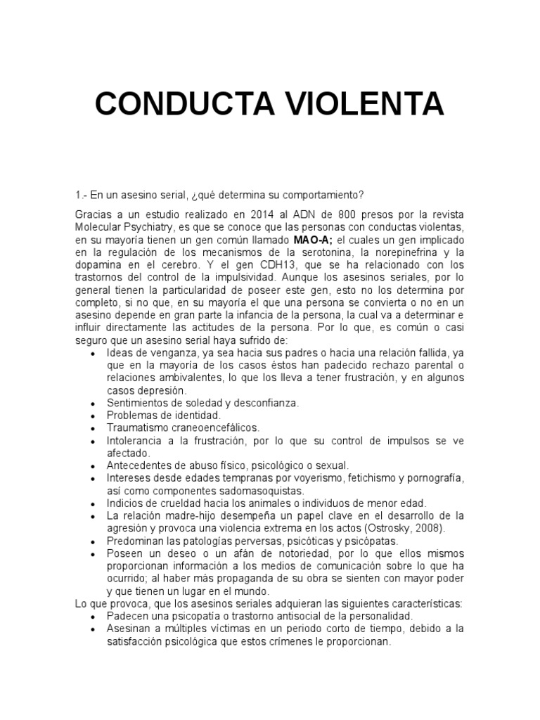 Conducta Violenta | PDF | Violencia | Comportamiento