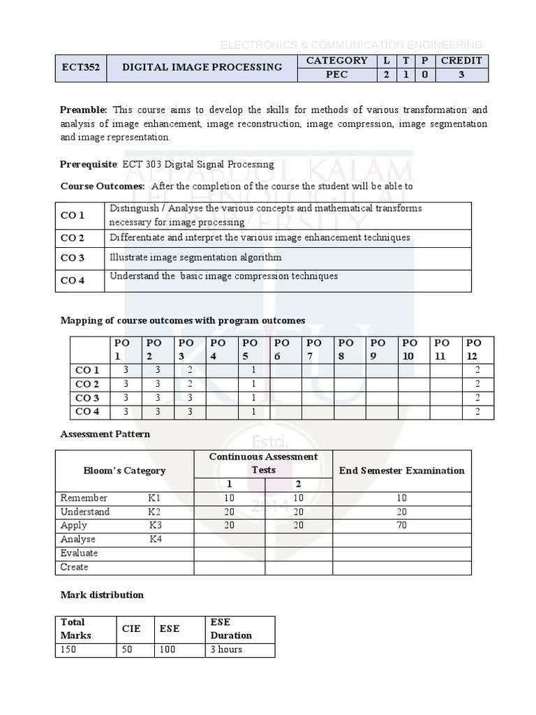 ECT352 - Ktu Qbank | PDF | Data Compression | Image Segmentation