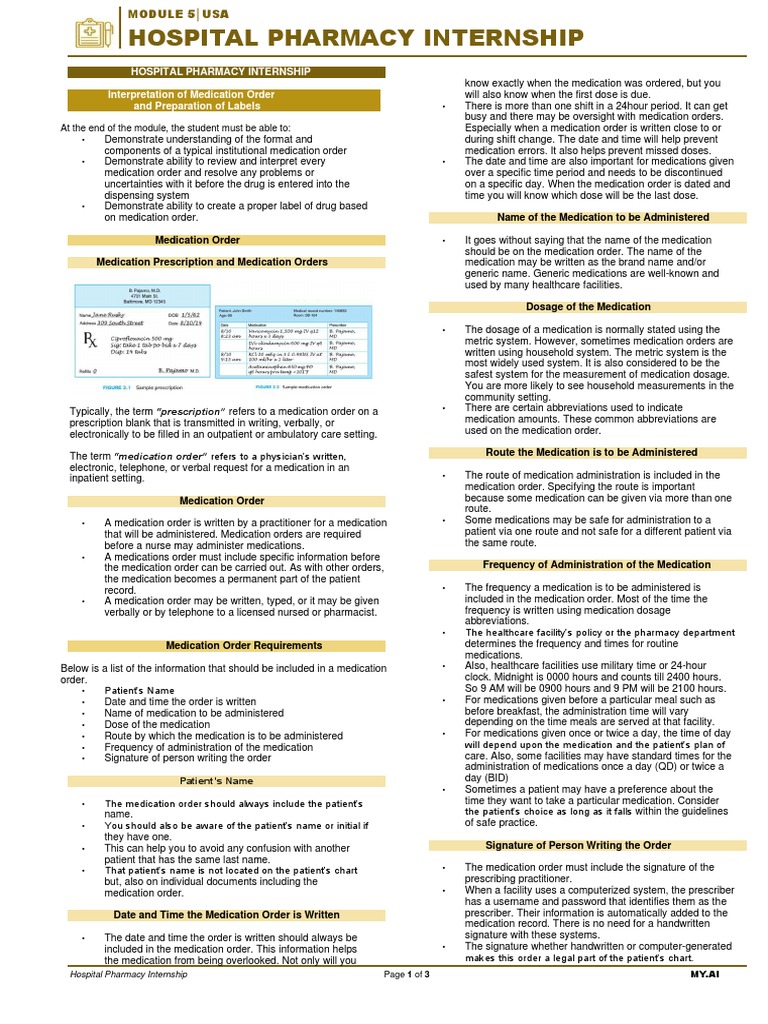 M5 Hospital Pharmacy Internship | PDF | Chemistry | Dose (Biochemistry)