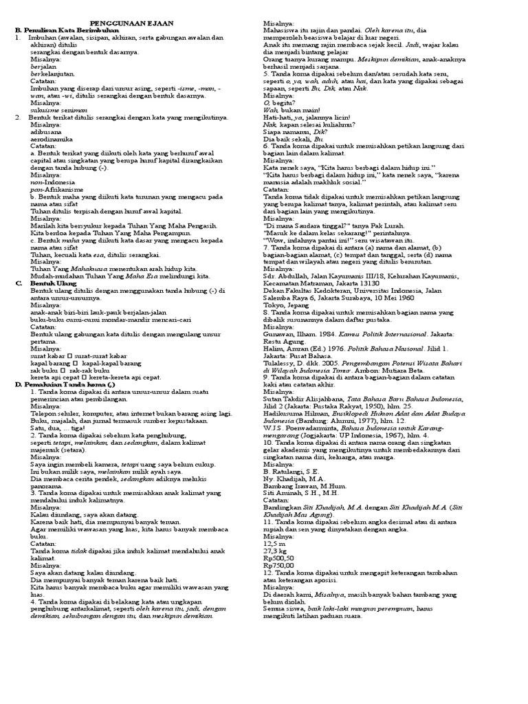 Penggunaan Ejaan Materi | PDF