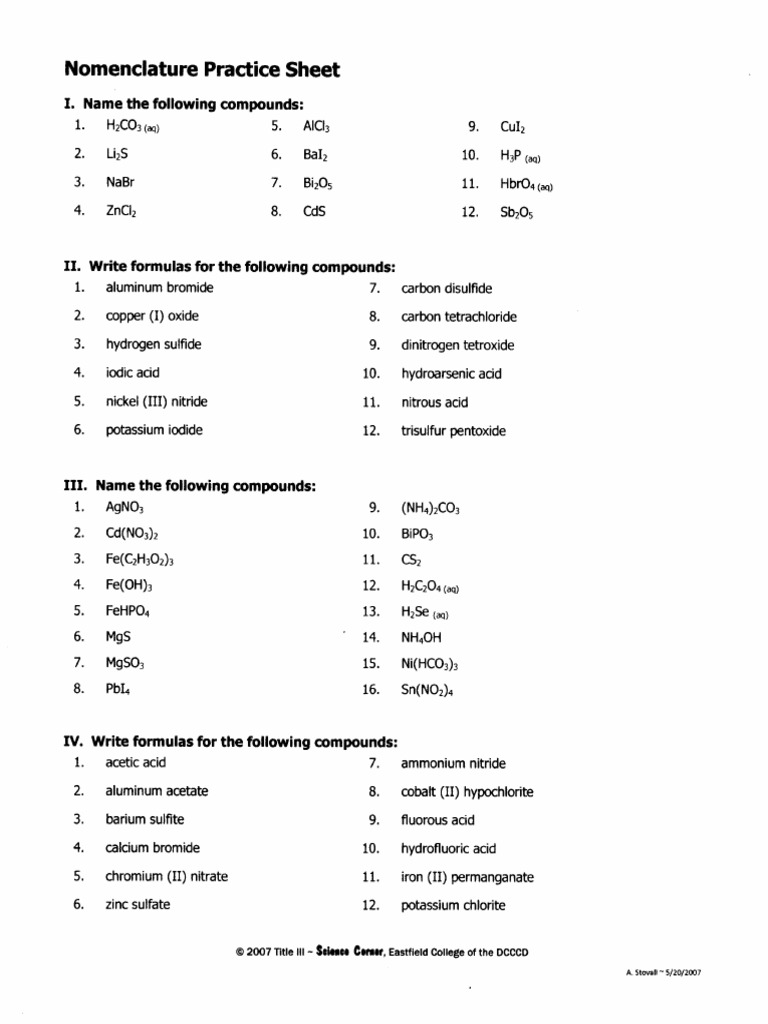 Pap Naming Practice-1 | PDF | Ammonium | Redox