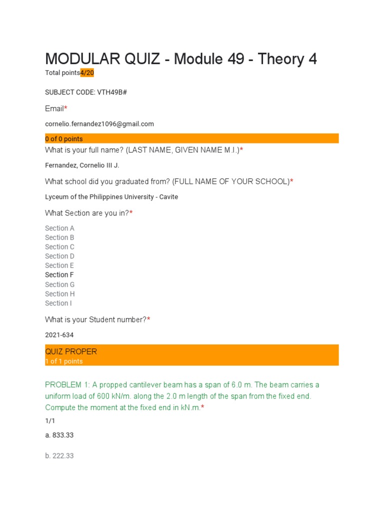 MODULAR QUIZ - 49 - Theory 4 | PDF | Teaching Methods & Materials ...