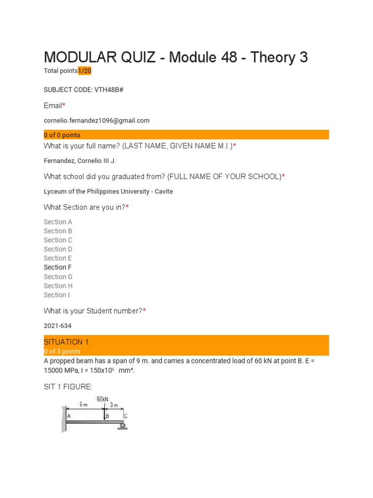 MODULAR QUIZ - 48 - Theory 3 | PDF | Beam (Structure) | Structural ...