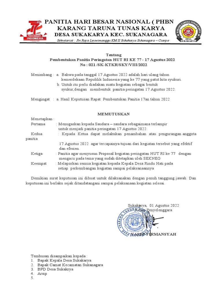 SK Panitia PHBN 2022 Karta | PDF