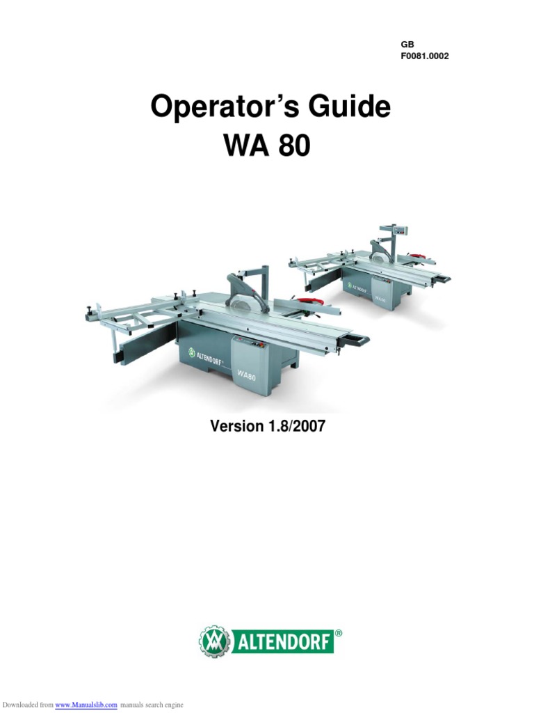 Altendorf Wa 80 | PDF | Knife | Manufactured Goods