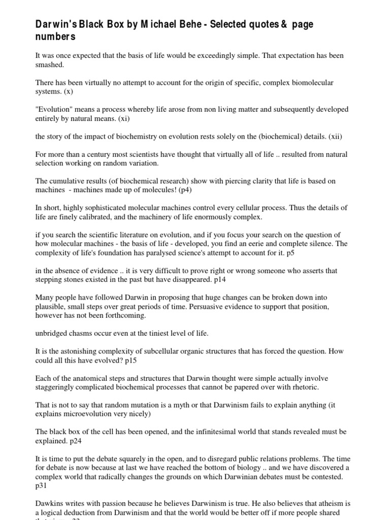 Darwin's Black Box | PDF | Abiogenesis | Evolution