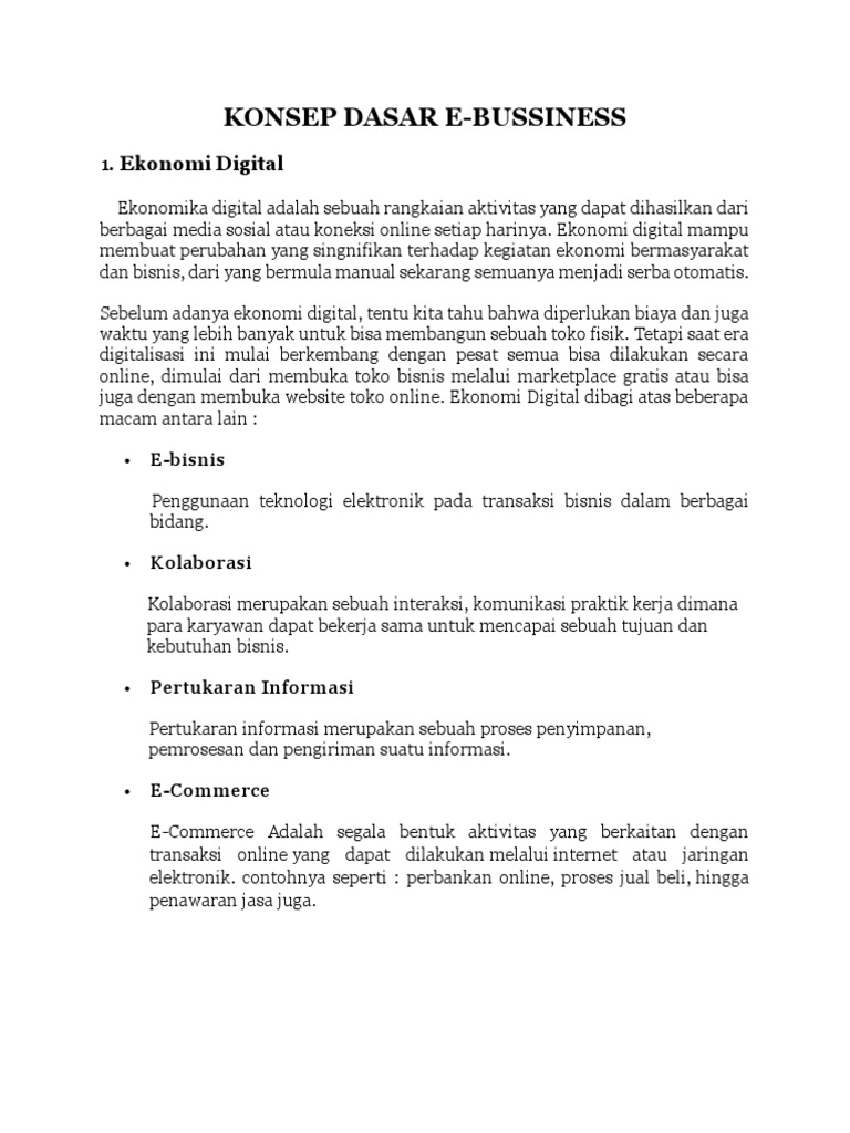 Konsep Dasar E-Bussines | PDF