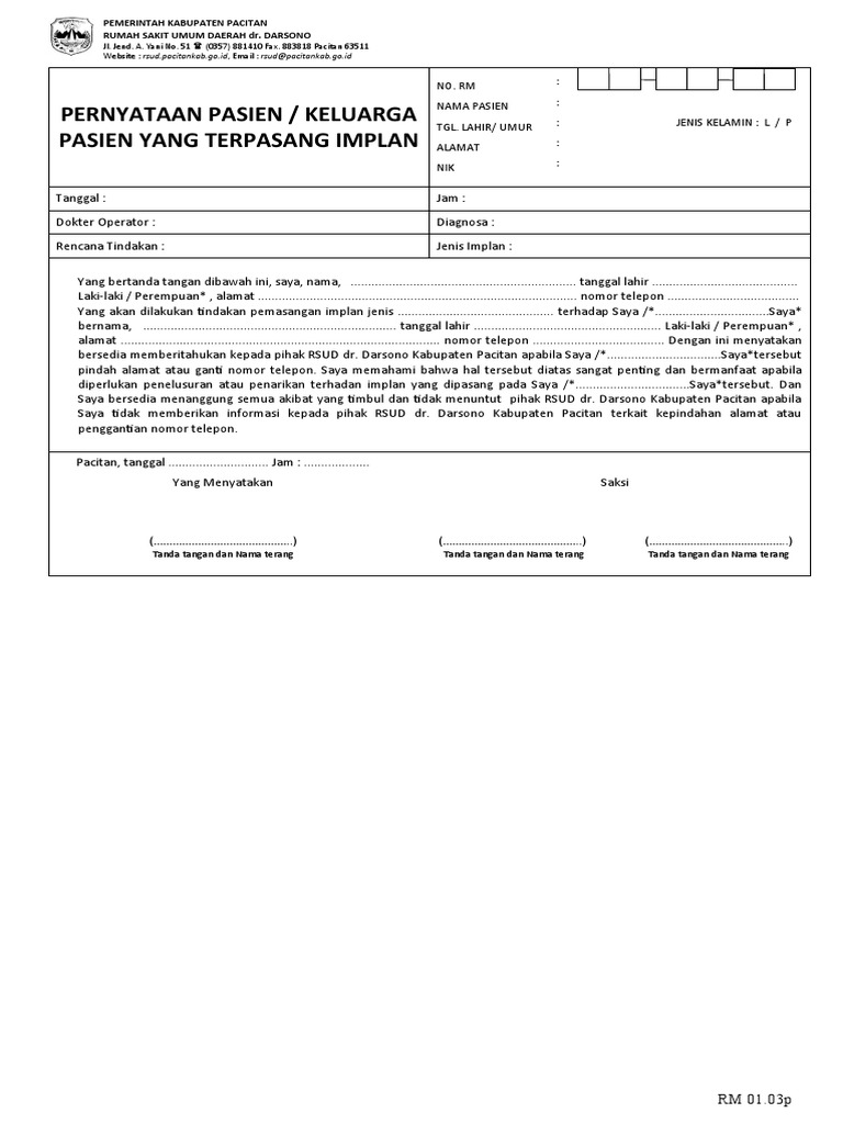 RM 01.02p Pernyataan Implan | PDF