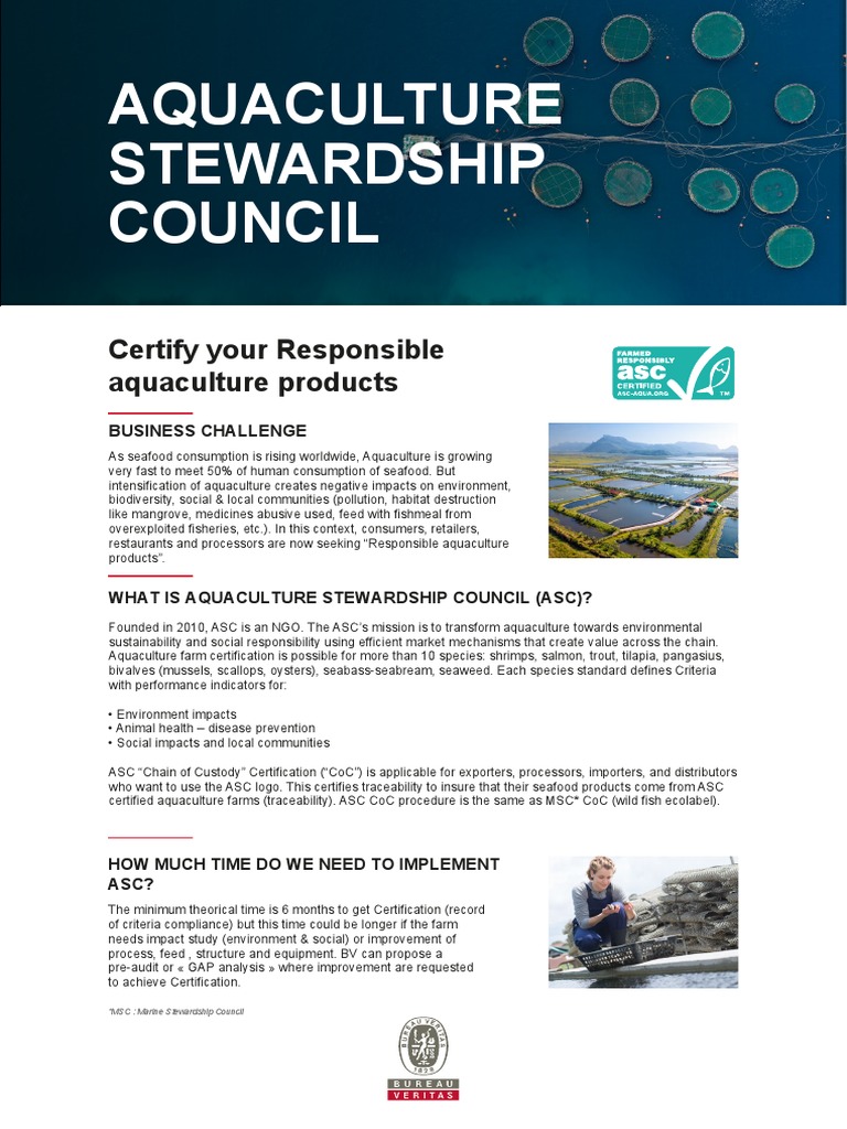 Aquaculture Stewardship Council ASC Service Sheet | PDF | Aquaculture ...