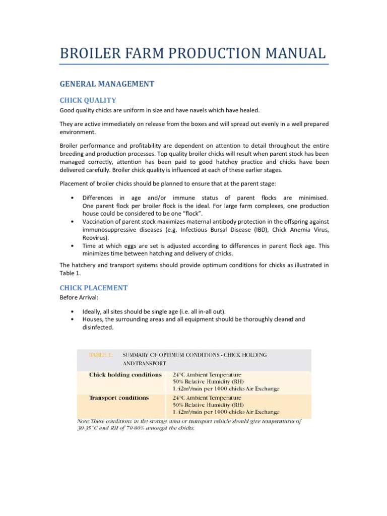 Broiler Production Manual Overview | PDF | Thermoregulation | Heat Transfer