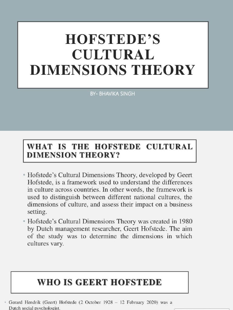 Hofstede Cultural Dimensions Theory | PDF Hofstede Cultural Dimensions Theory | PDF