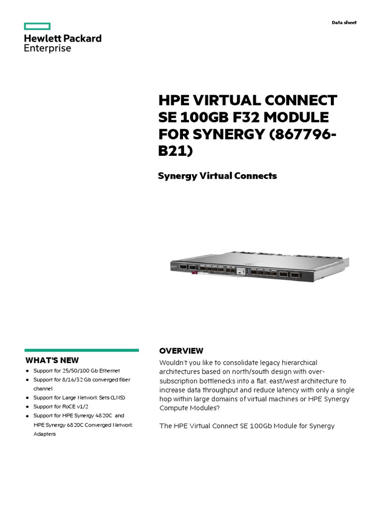 HPE Virtual Connect SE 100Gb F32 Module For Synergy-PSN1011657619WWEN ...