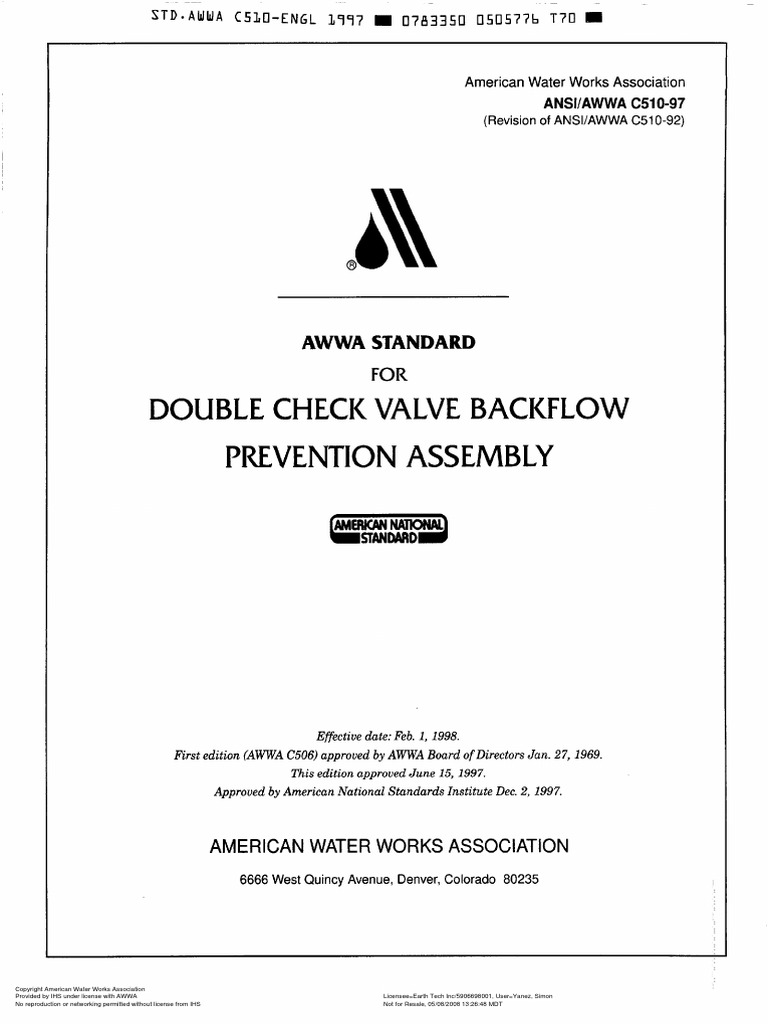 (ANSI - AWWA, C510-89. - AWWA, C510-89. - ANSI, C510-89) American Water ...