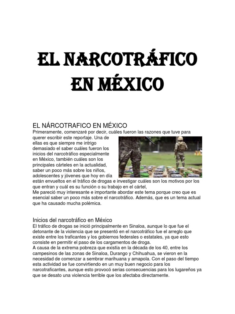 Inicios Y Evolución Del Narcotráfico En México Pdf Cartel De