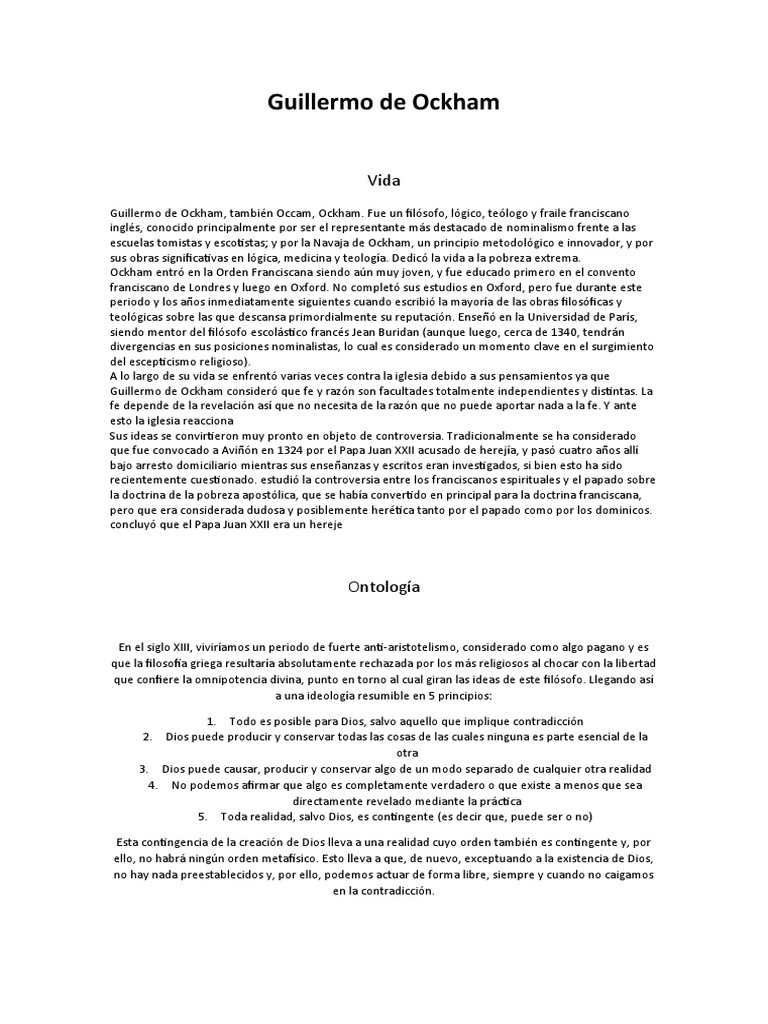 Guillermo de Ockham | PDF | Teorías epistemológicas | Movimientos ...