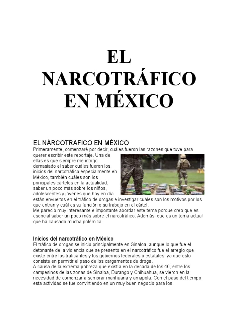 EL NARCOTRÁFICO EN MÉXICO | PDF | Cartel de Sinaloa | Crimen organizado