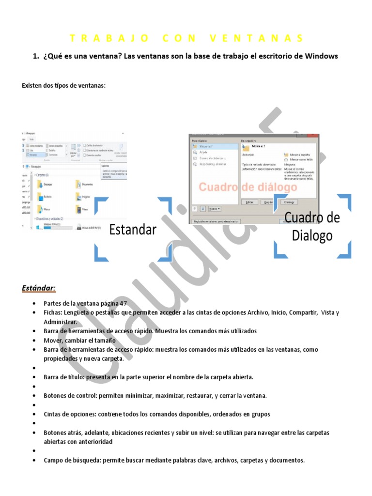Trabajo con ventanas y cuadros de diálogo en Windows: características ...