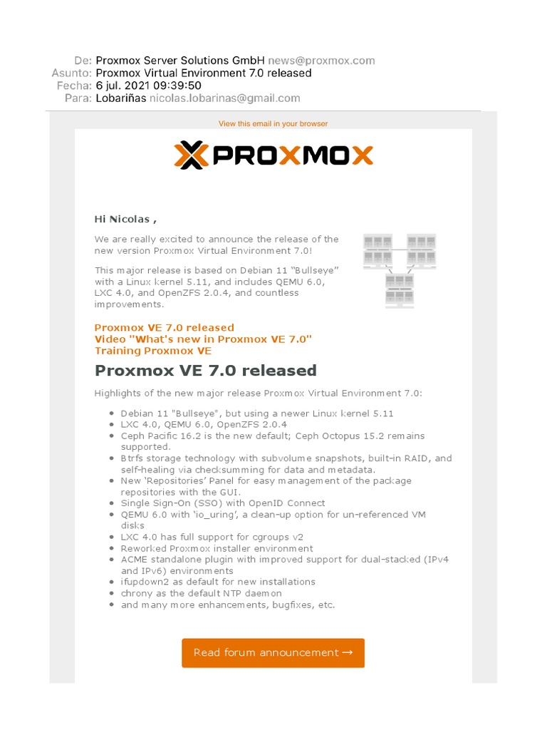 Proxmox Virtual Environment 7.0 Released | PDF | Operating System ...