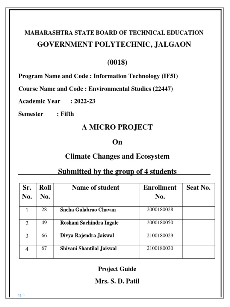 EST Microproject | PDF | Climate Change | Ecosystem