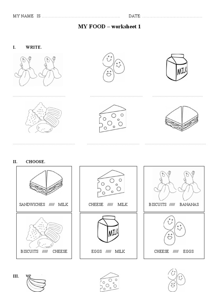 My Food - Worksheet 1 | PDF