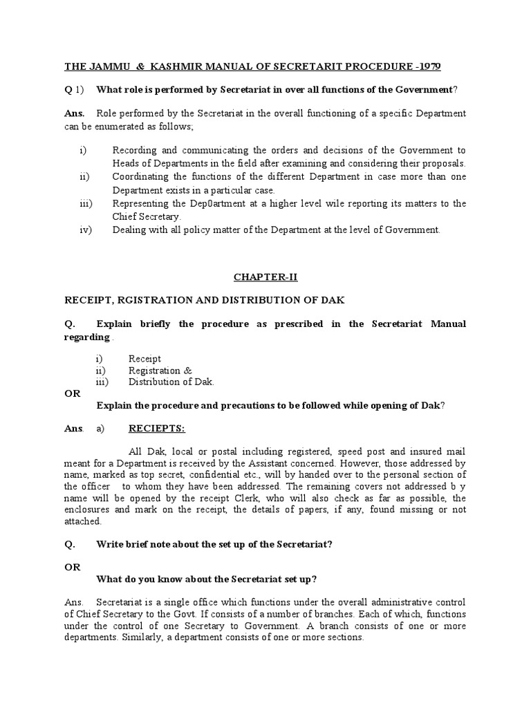 Secretariat Manual 10 | PDF