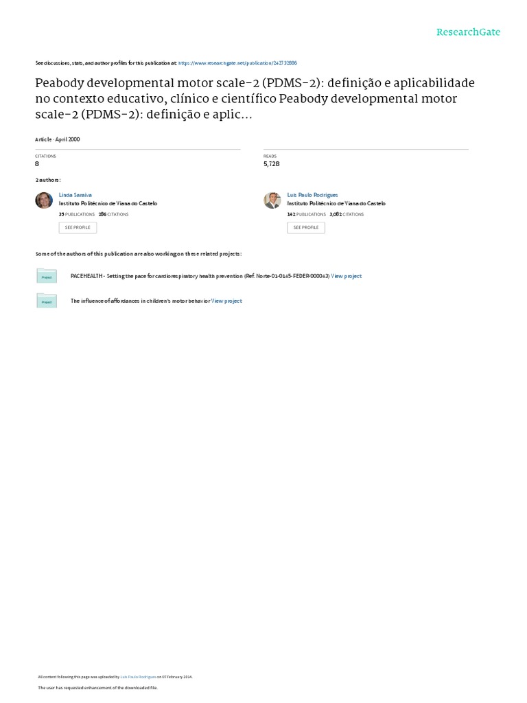 Peabody Developmental Motor Scale-2 PDMS-2 Definic | PDF | Traduções ...