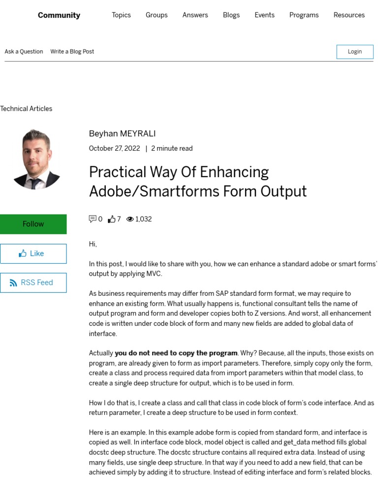 Practical Way Of Enhancing Adobe Smartforms Form Output Sap Pdf Parameter Computer 7380