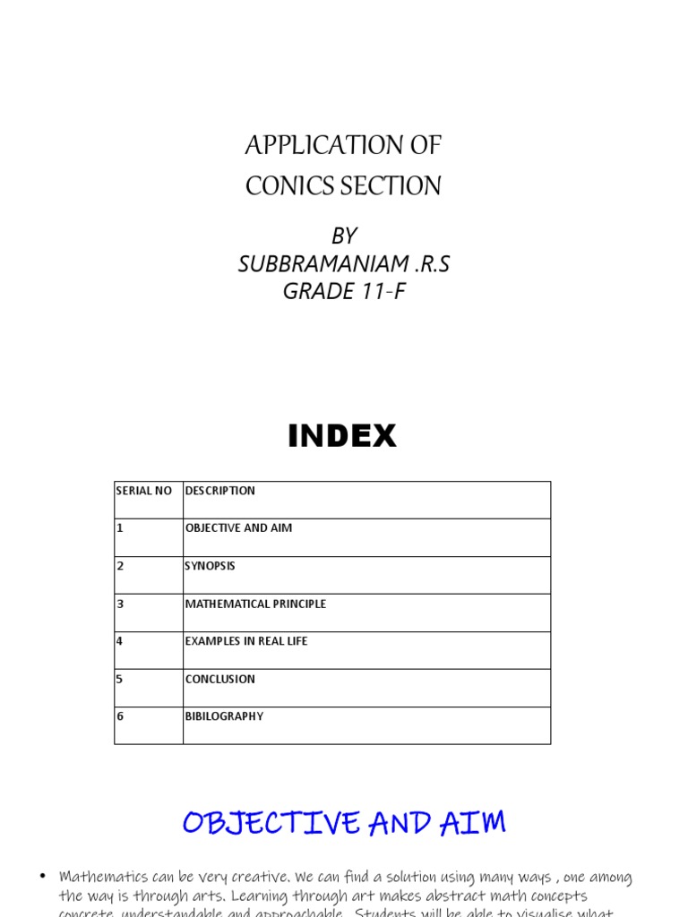 Application of Conic Section | PDF | Ellipse | Geometric Objects