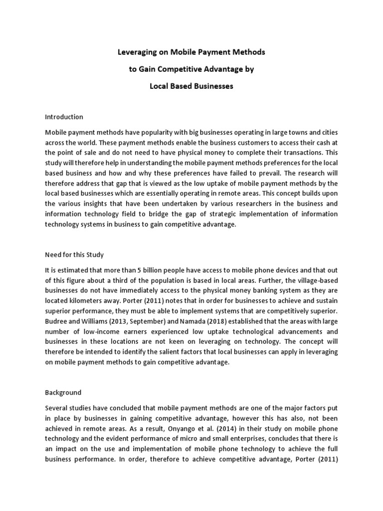 Concept Paper Sample | PDF | Competitive Advantage | Business