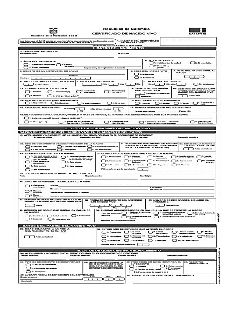 Formato de Nacido Vivo | PDF