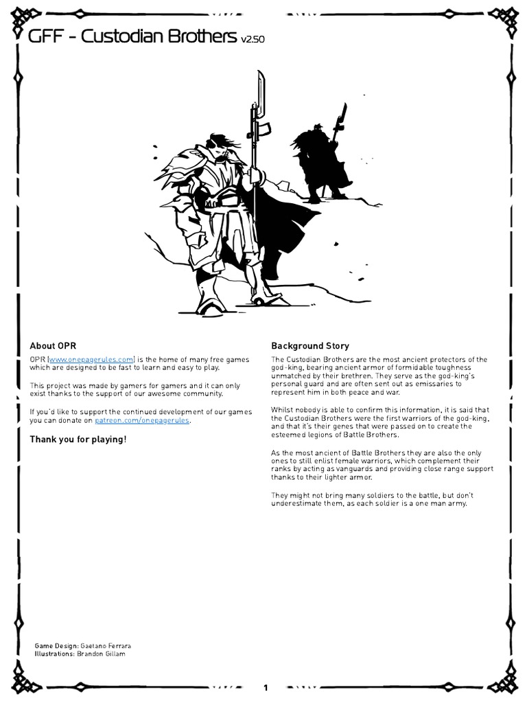 GFF - Custodian Brothers v2.50 | PDF | Military | Military Science