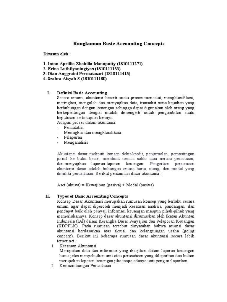 Basic Accounting Concepts (Kel 5) | PDF
